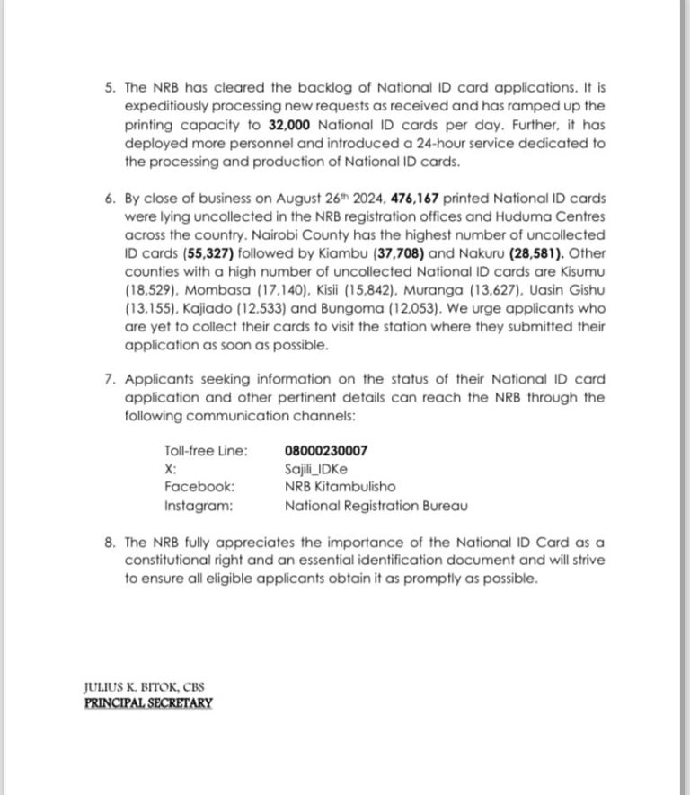 Status update on issuance of national ID card !! – Directorate of ...
