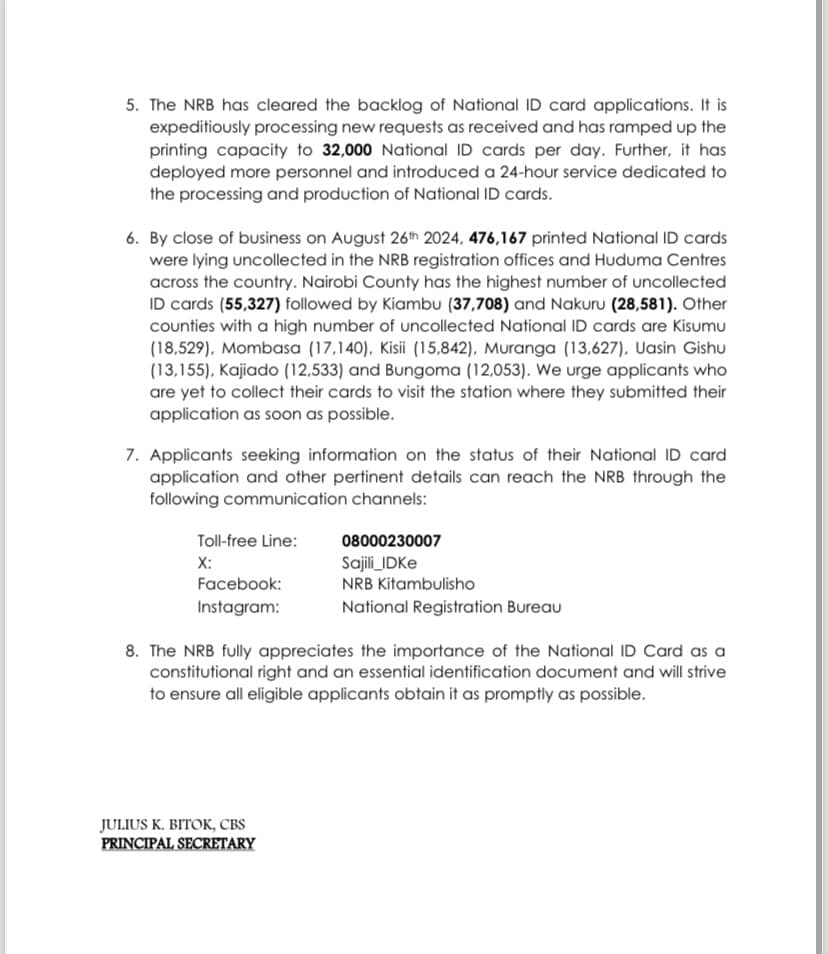Status update on issuance of national ID card !! – Directorate of ...